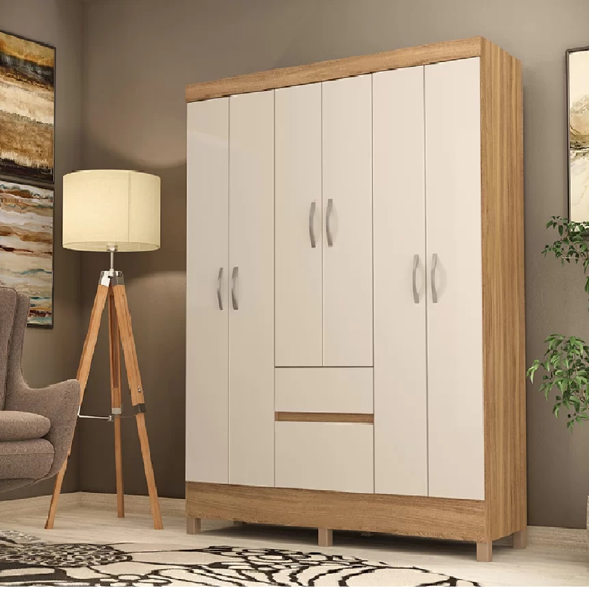 Guarda-Roupa Solteiro 6 Portas 2 Gavetas Demóbile | Millena