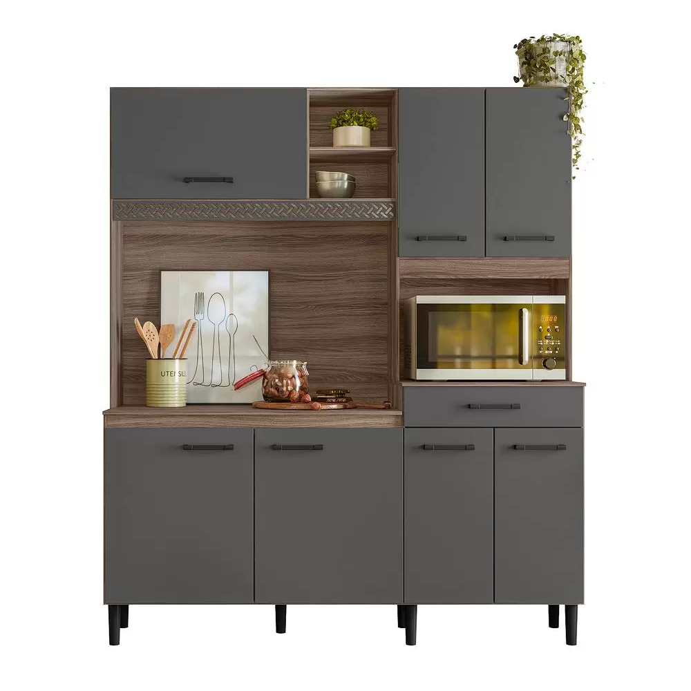 Kit Cozinha 7 Pts 1 Gav Carv Nature/Chumbo Nicioli Yara | Millena